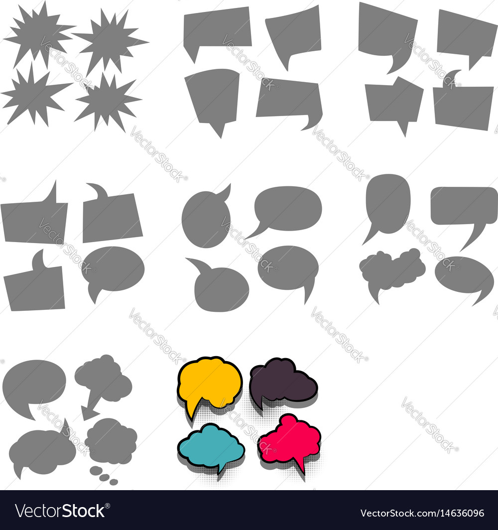 Comic set text empty cartoon colored cloud Vector Image