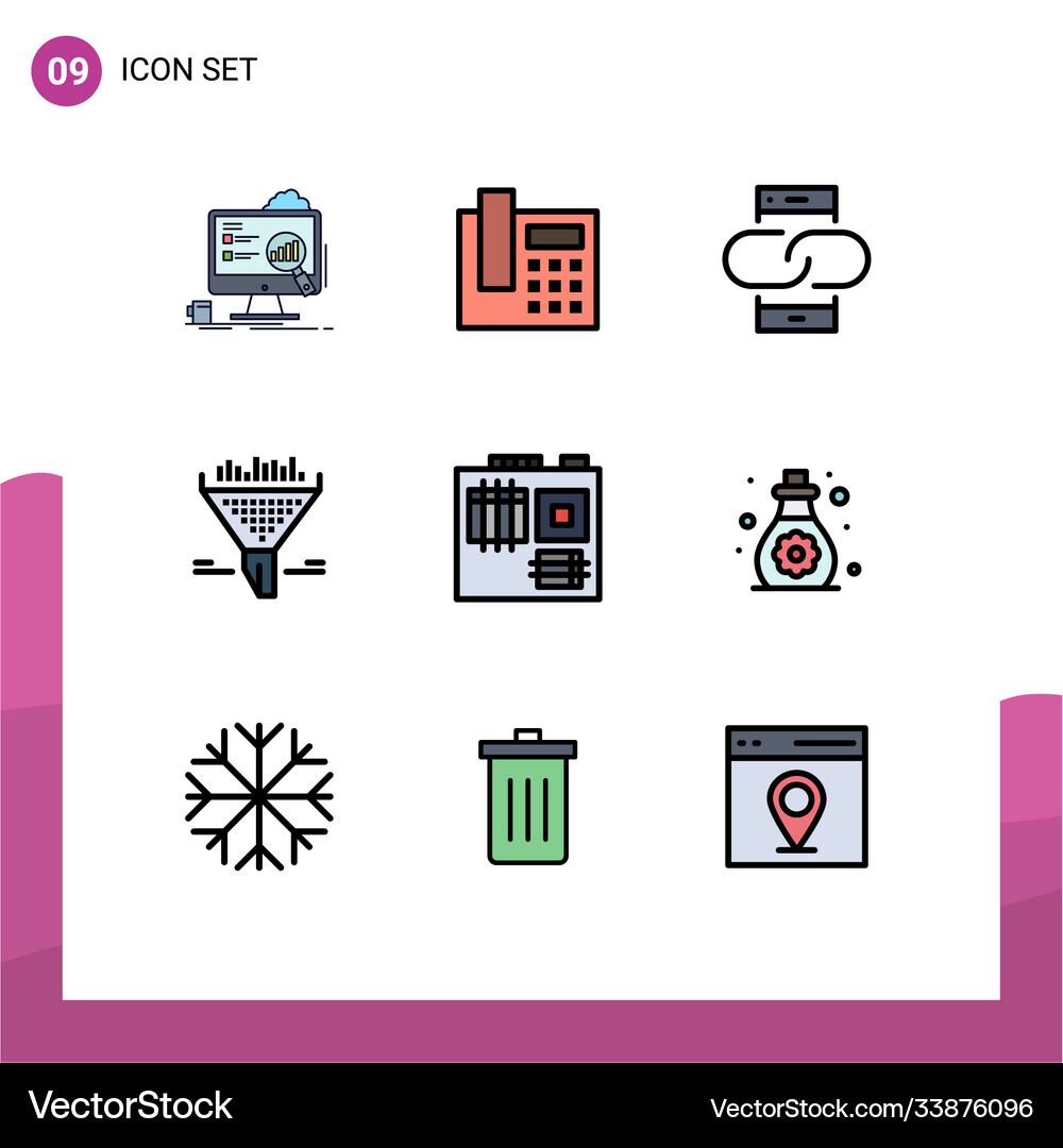 Group 9 filledline flat colors signs and Vector Image