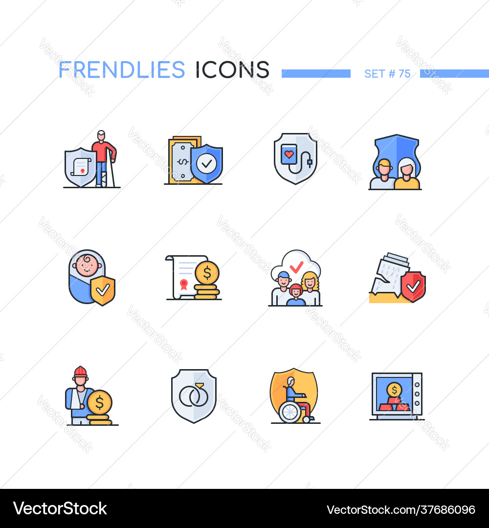 Insurance - modern line design style icons set Vector Image