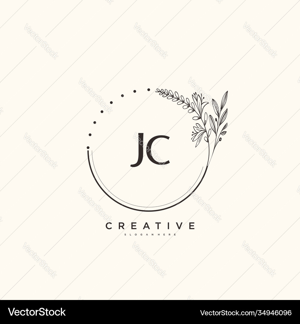 Jc beauty initial logo art handwriting logo Vector Image