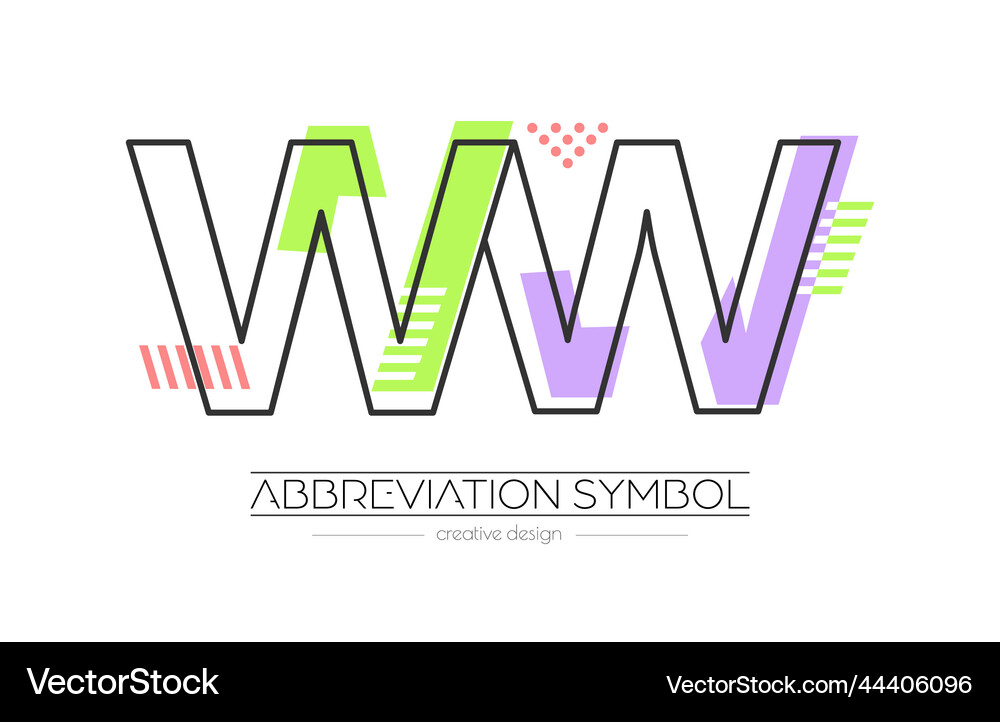 Letters w and w merging of two initials Royalty Free Vector