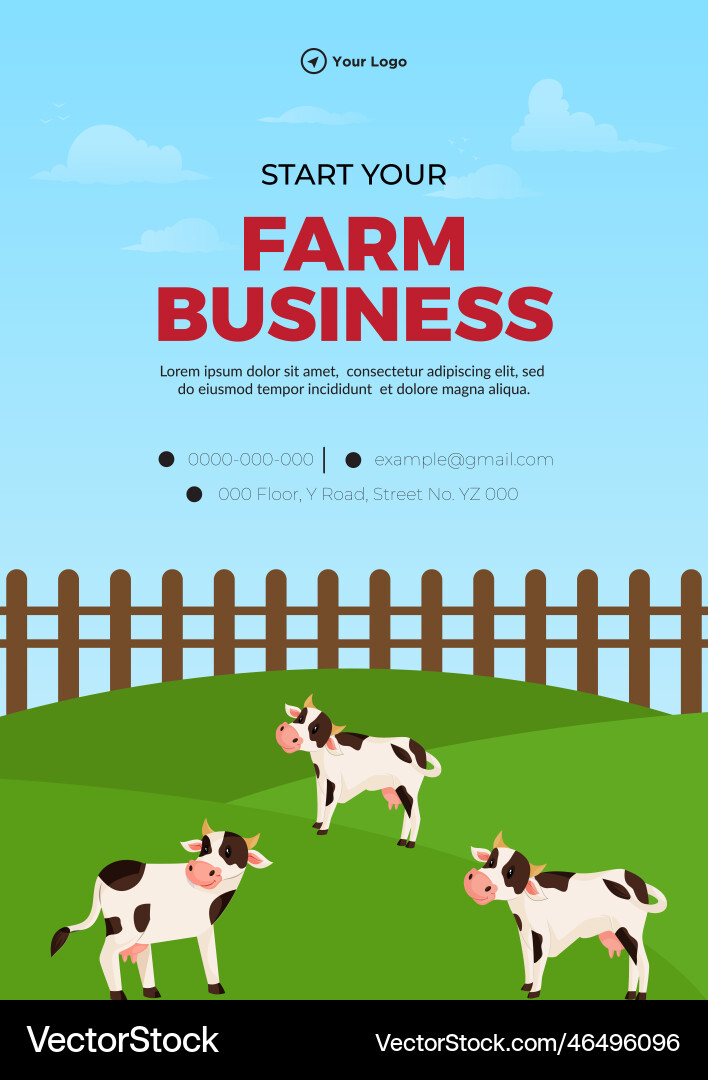 Start your farm business flyer design Royalty Free Vector