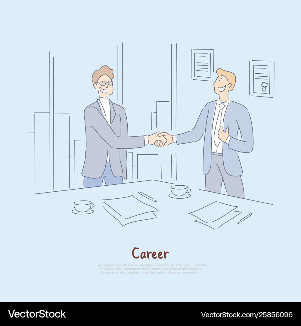 Striking deal interview success signing Royalty Free Vector