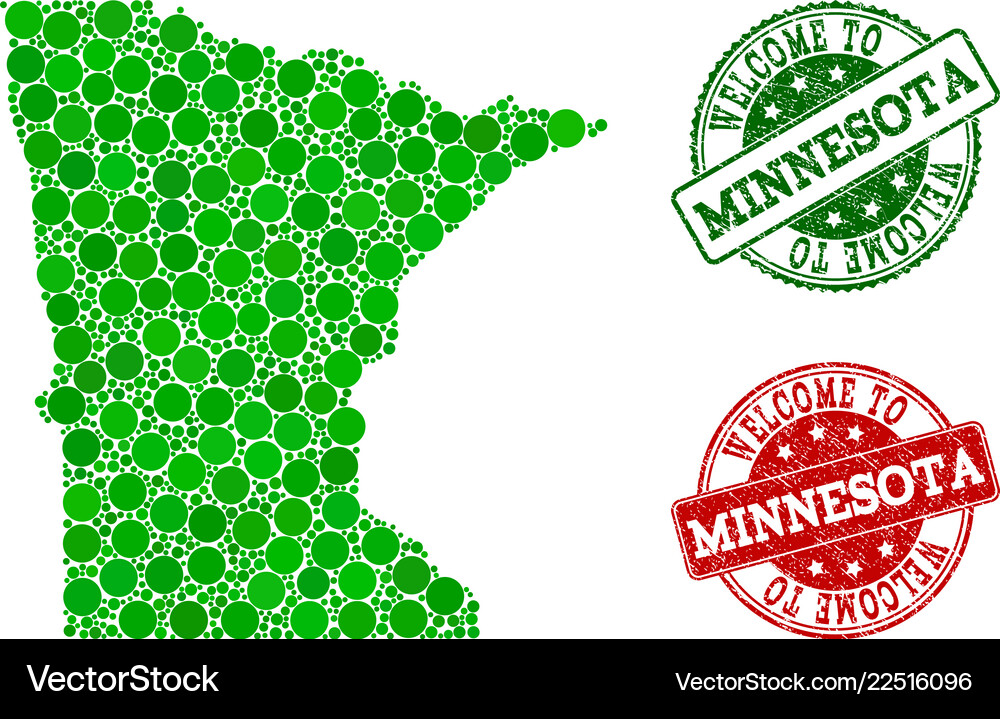 Welcome collage of map minnesota state Royalty Free Vector