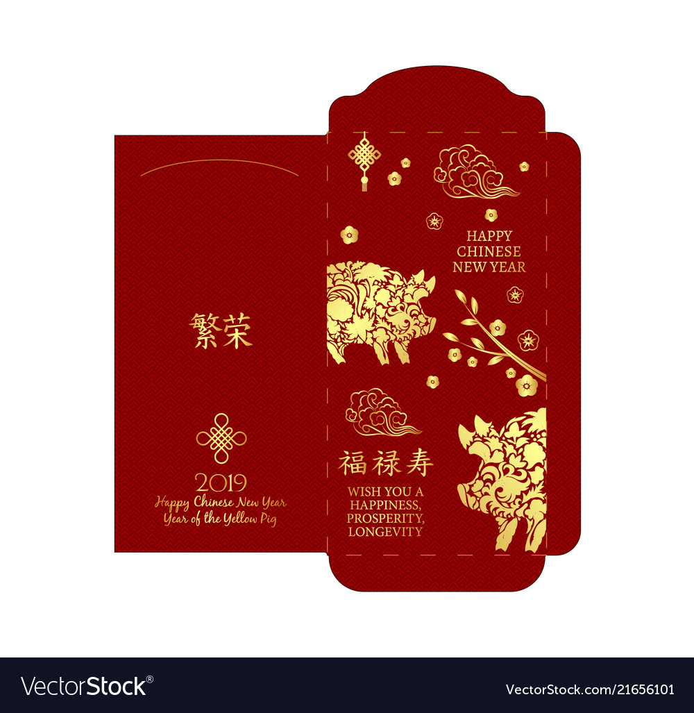 Chinese new year money red packet red envelope Vector Image