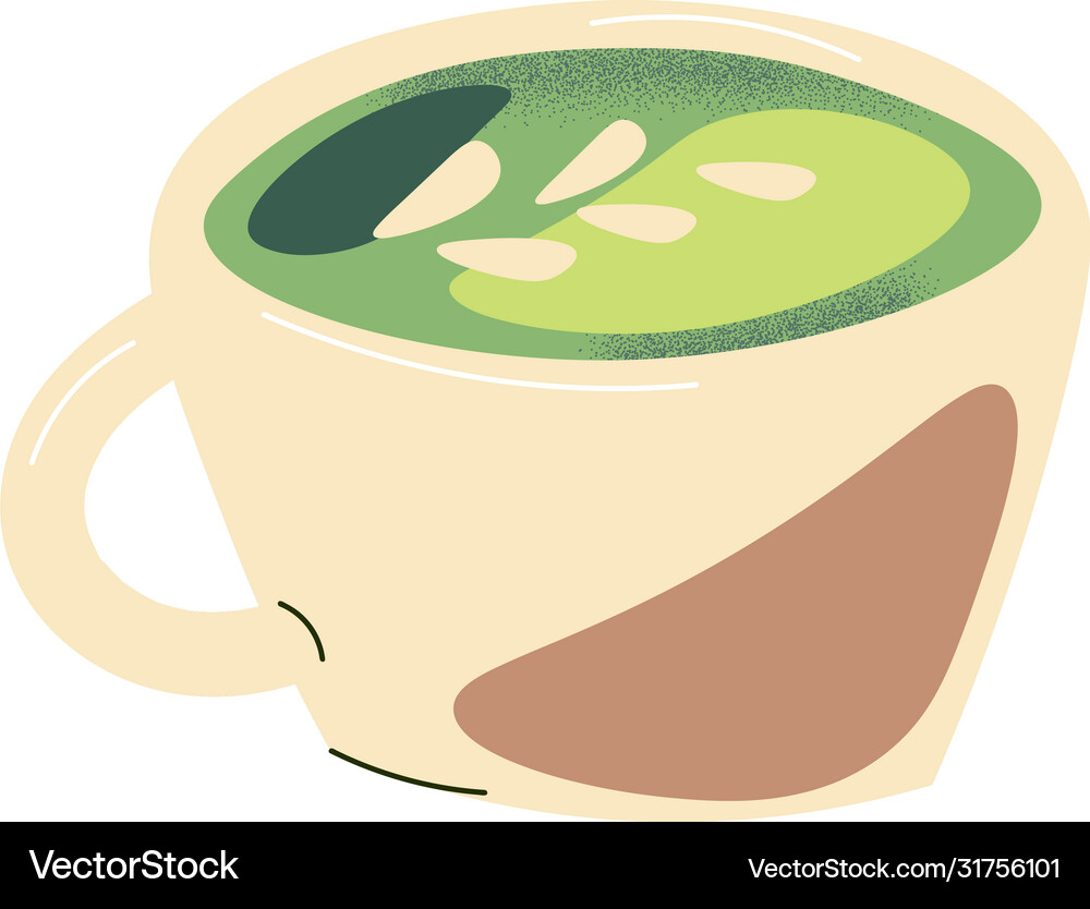 Coffee drink with green matcha tea powder Vector Image