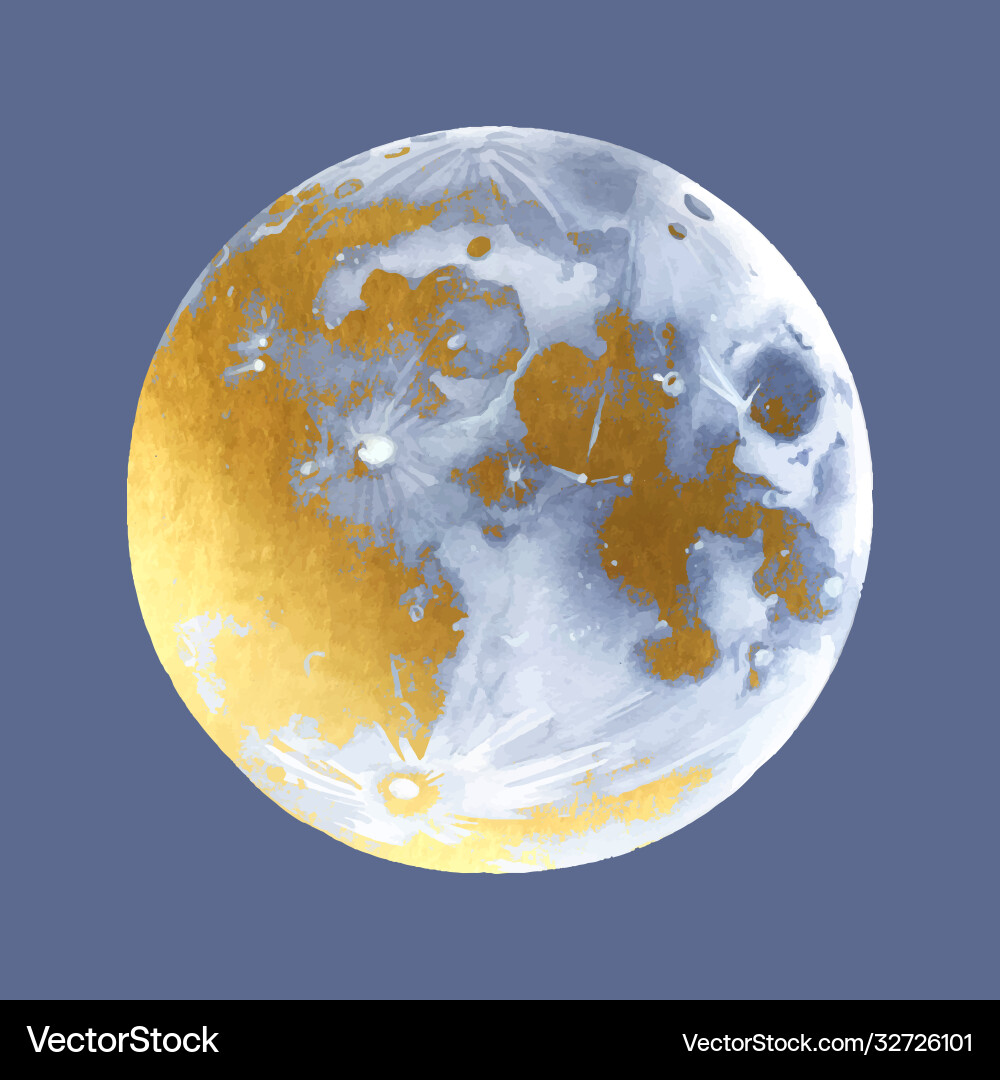 Golden moon in retro style Royalty Free Vector Image