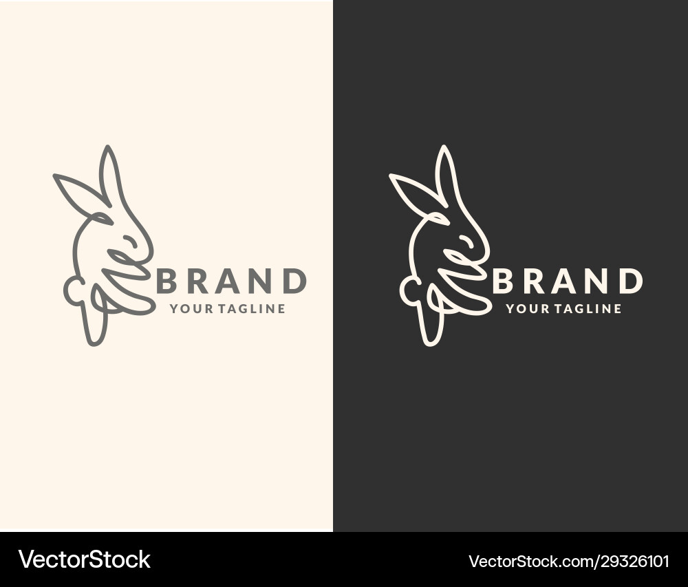 Rabbit one line art logo design minimal line art Vector Image