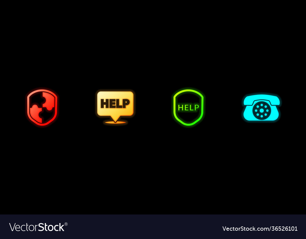 Set shield speech bubble with text help Royalty Free Vector