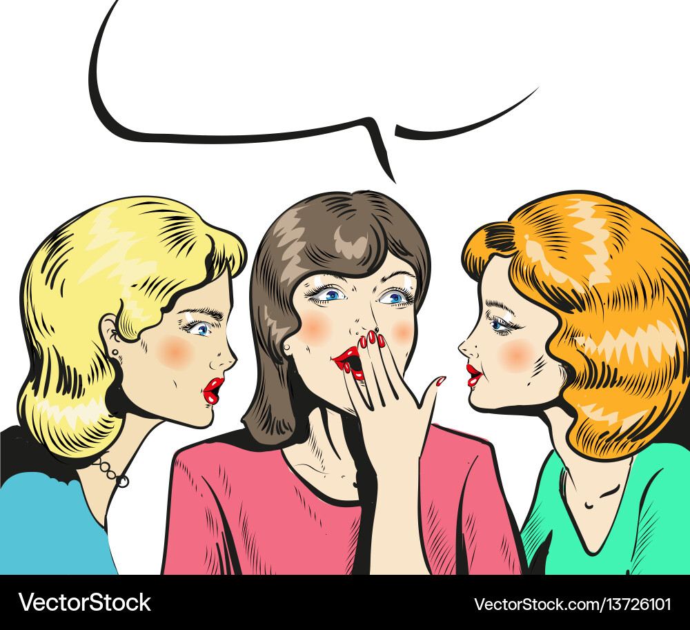 Tree women talking whispering news comic style Vector Image