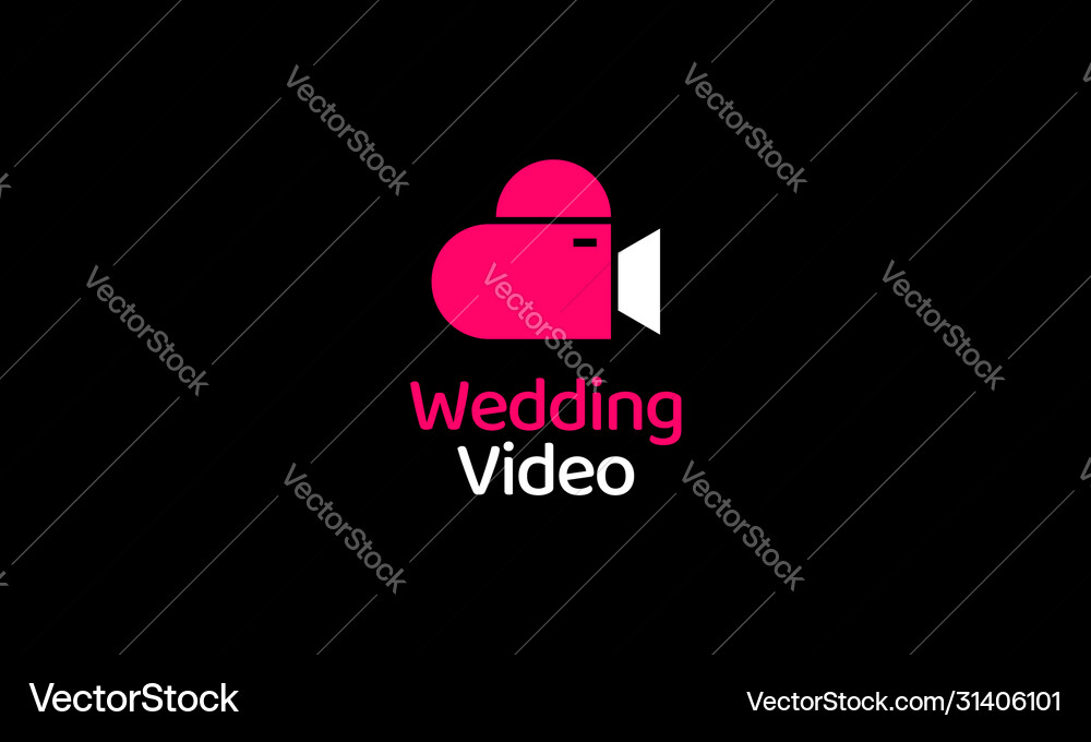 Wedding or love heart with camera logo design Vector Image