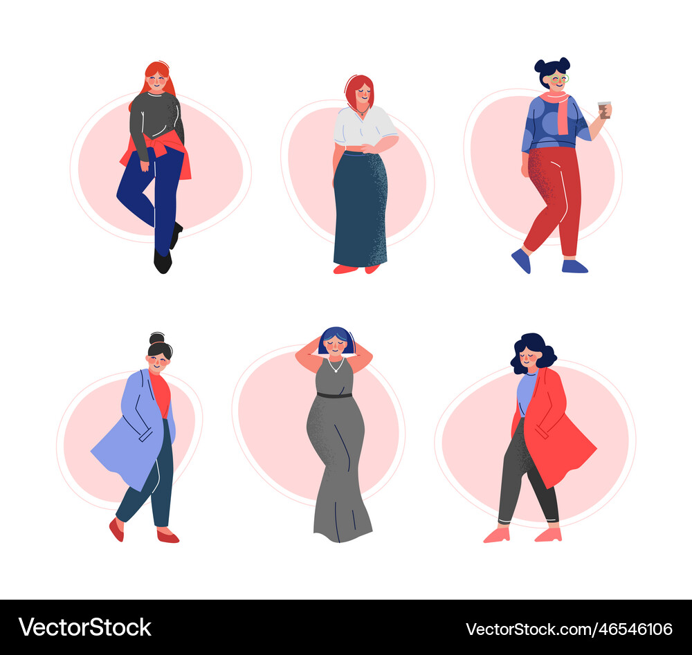Attractive plus size woman character in Royalty Free Vector