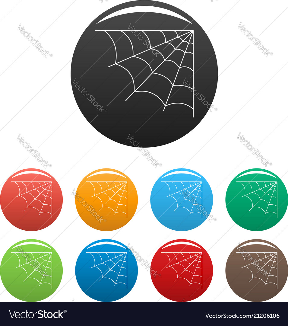 Cellular spiderweb icons set color Royalty Free Vector Image