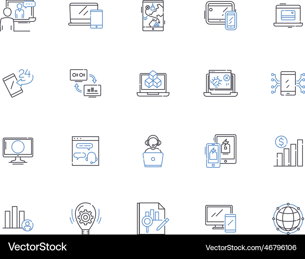 Corporate strategy line icons collection Vector Image