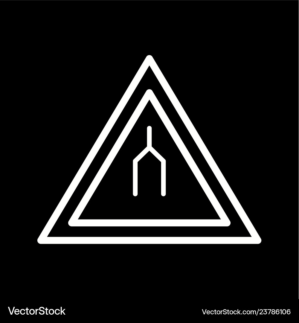Dual carriageway ends road sign icon Royalty Free Vector