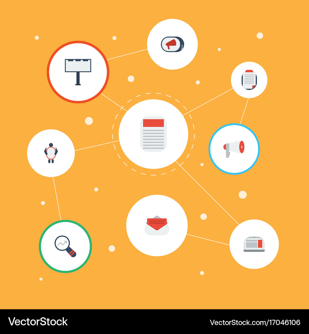 Flat icons message man with banner laptop Vector Image