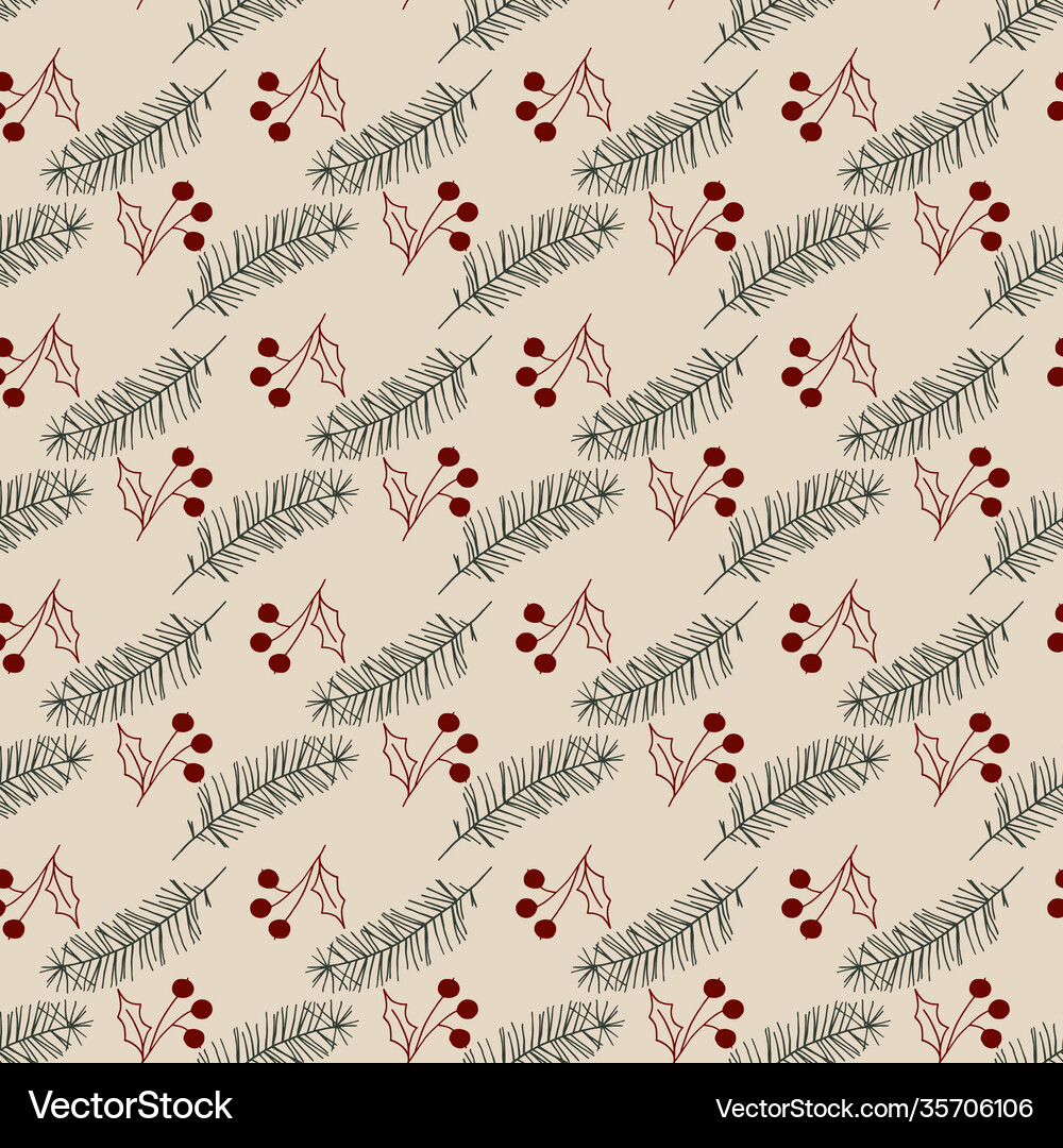 Floral xmas celebration vintage winter pattern Vector Image