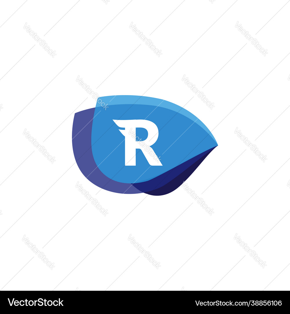 Initial alphabet letter r in blue shapes Vector Image
