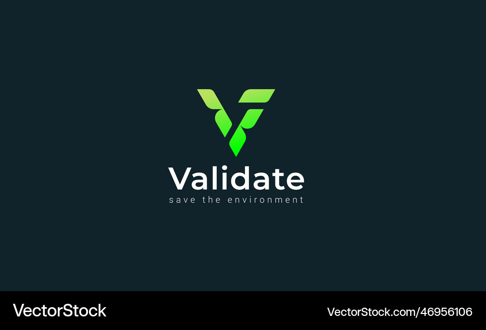 Letter v simple and unique modern green logo Vector Image