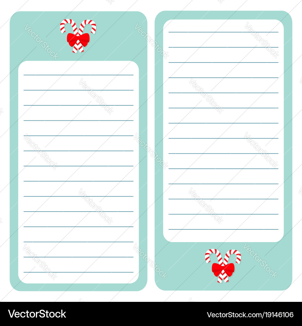 Merry christmas candy cane paper note list pad Vector Image