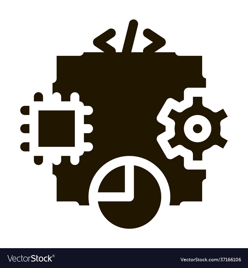 Microchip programming code mechanical gear Vector Image