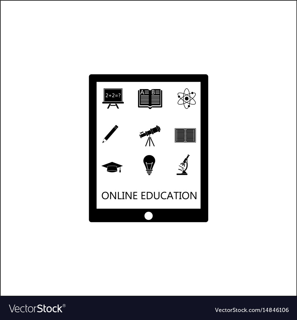 Online education solid icon set e-learning Vector Image