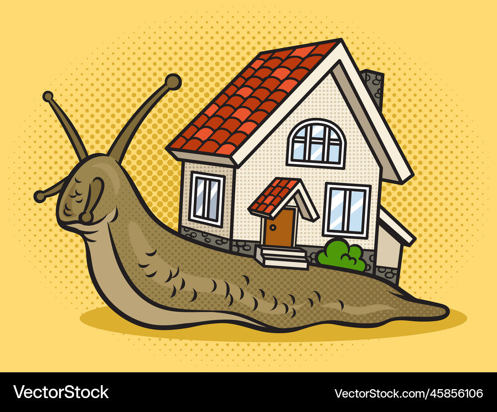 Snail with house instead of shell pop art Vector Image