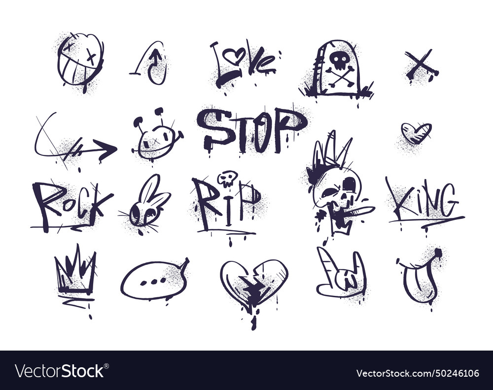 Spray wall graffiti elements scratch Royalty Free Vector