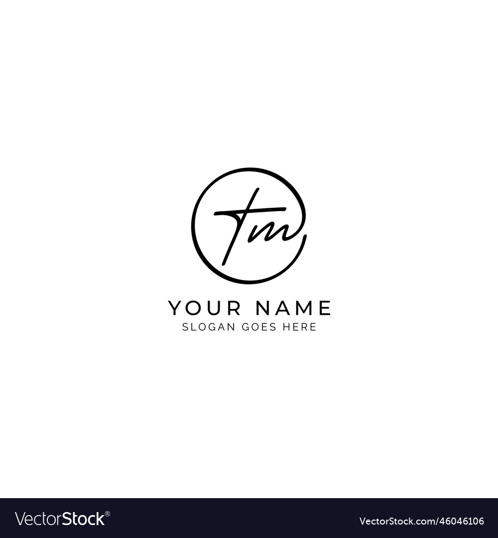 T m tm initial letter handwritten signature logo Vector Image