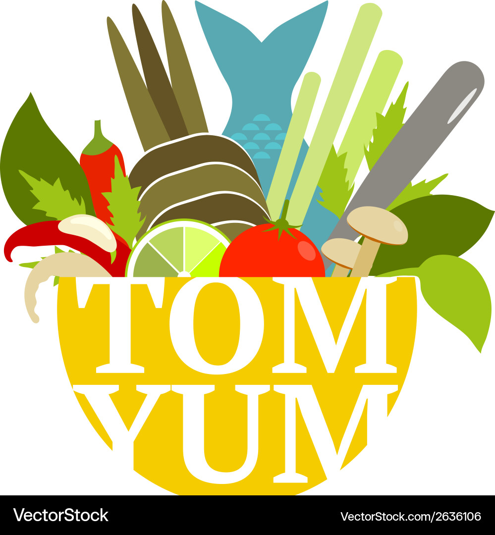 Tom Yum Soup Food Set Royalty Free Vector Image