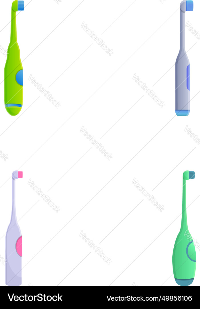 Toothbrush icons set cartoon various Royalty Free Vector