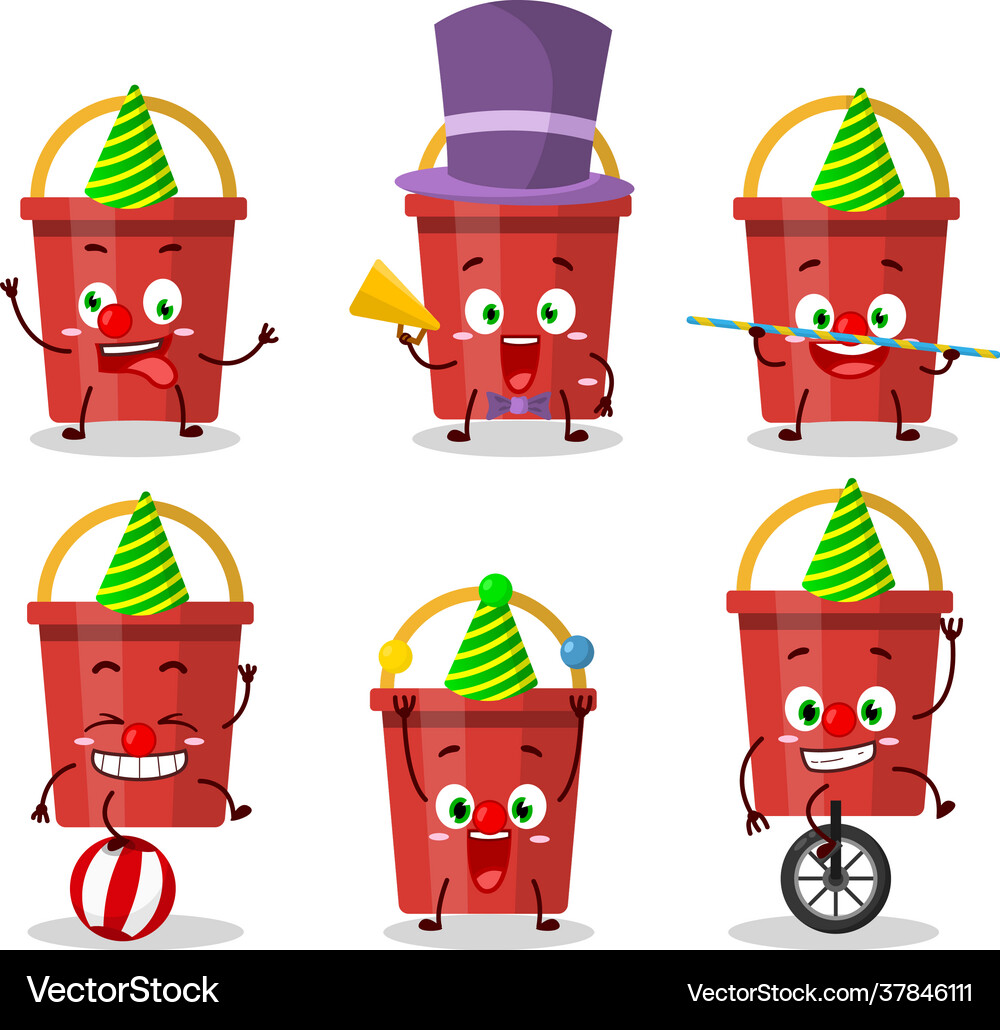 Cartoon character sand bucket with various Vector Image
