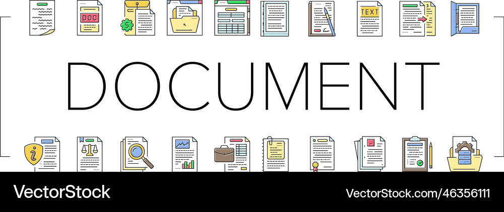 Document paper file business page icons set Vector Image