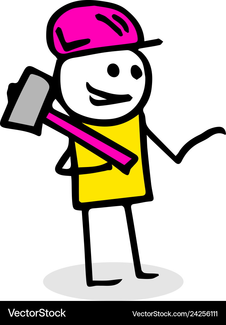 Drawing of a worker with hummer Royalty Free Vector Image