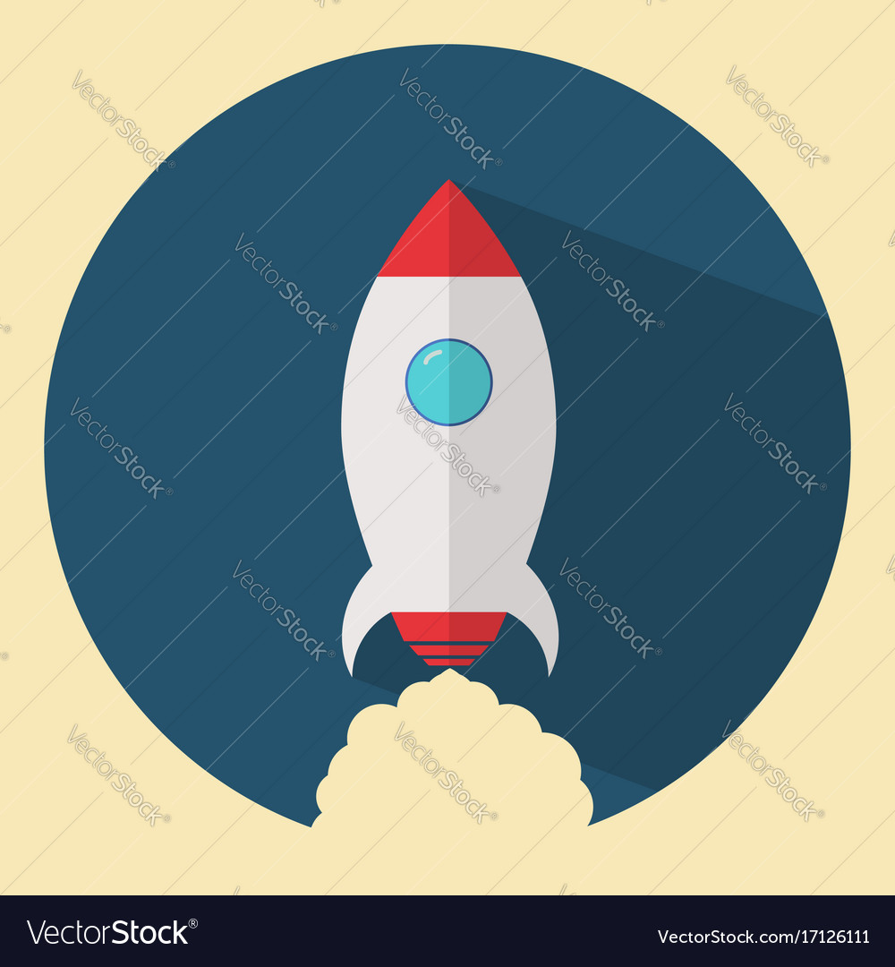 Flat design rocket Royalty Free Vector Image - VectorStock