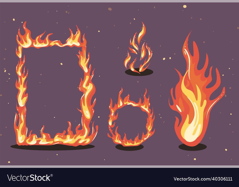 Four fire items Royalty Free Vector Image - VectorStock