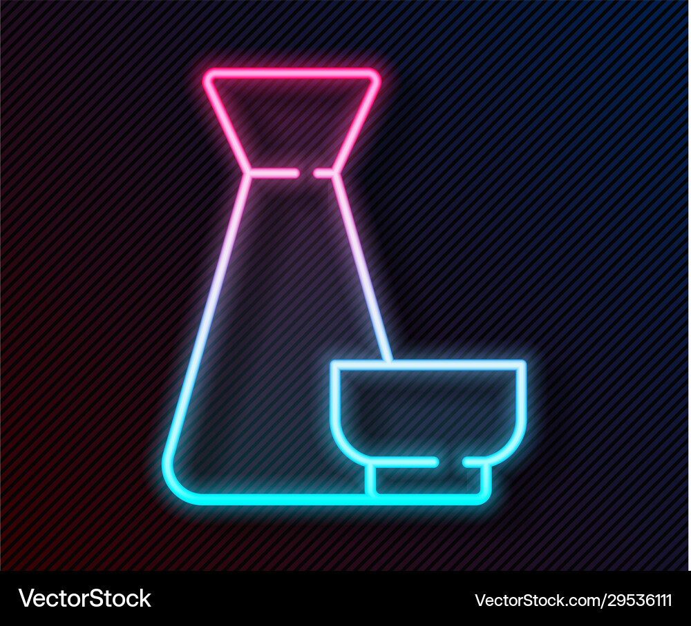 Glowing neon line traditional chinese tea ceremony