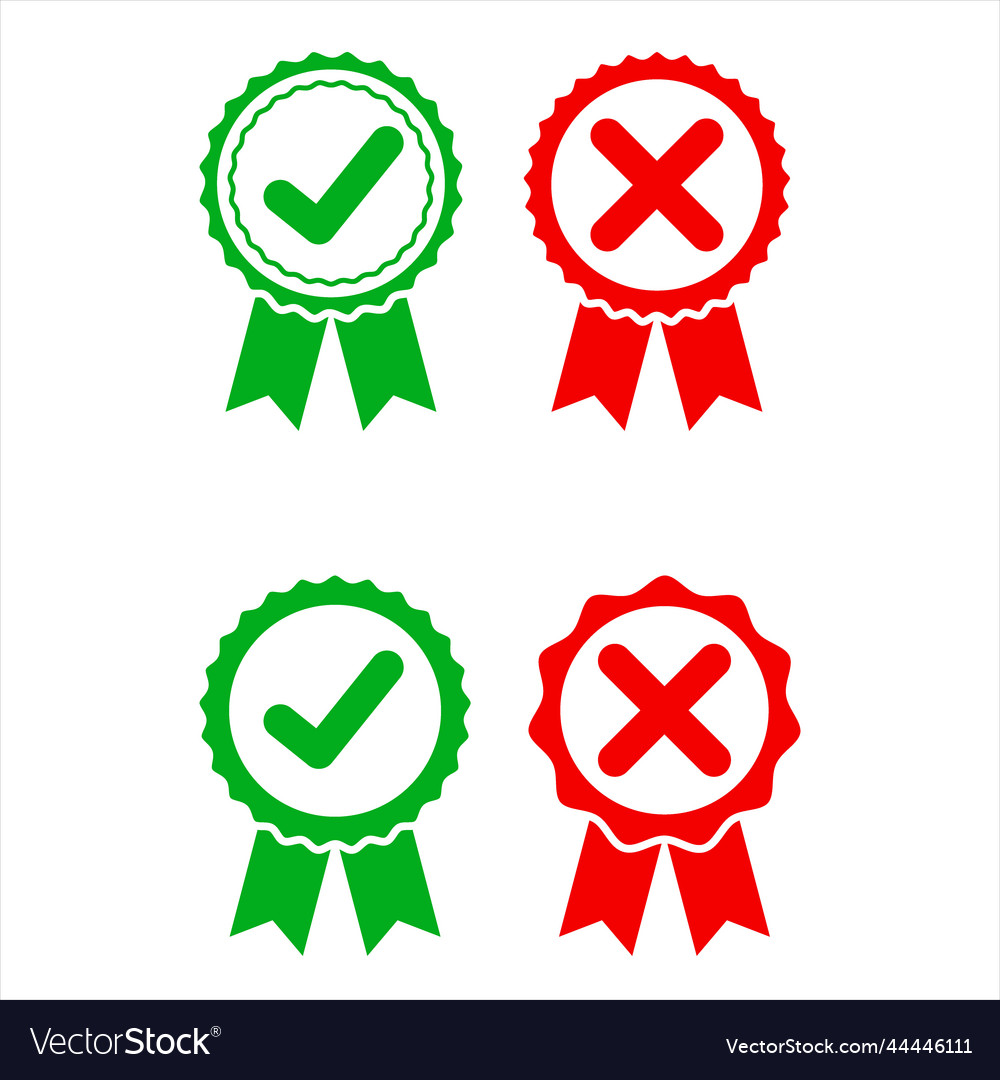 Green check mark icon and red cross mark simple Vector Image Green check mark icon and red cross mark simple Vector Image