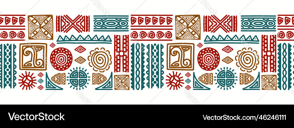 Hand drawn african tribal abstract seamless Vector Image