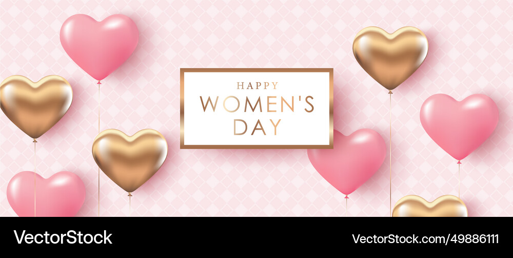 Happy womens day pink card Royalty Free Vector Image