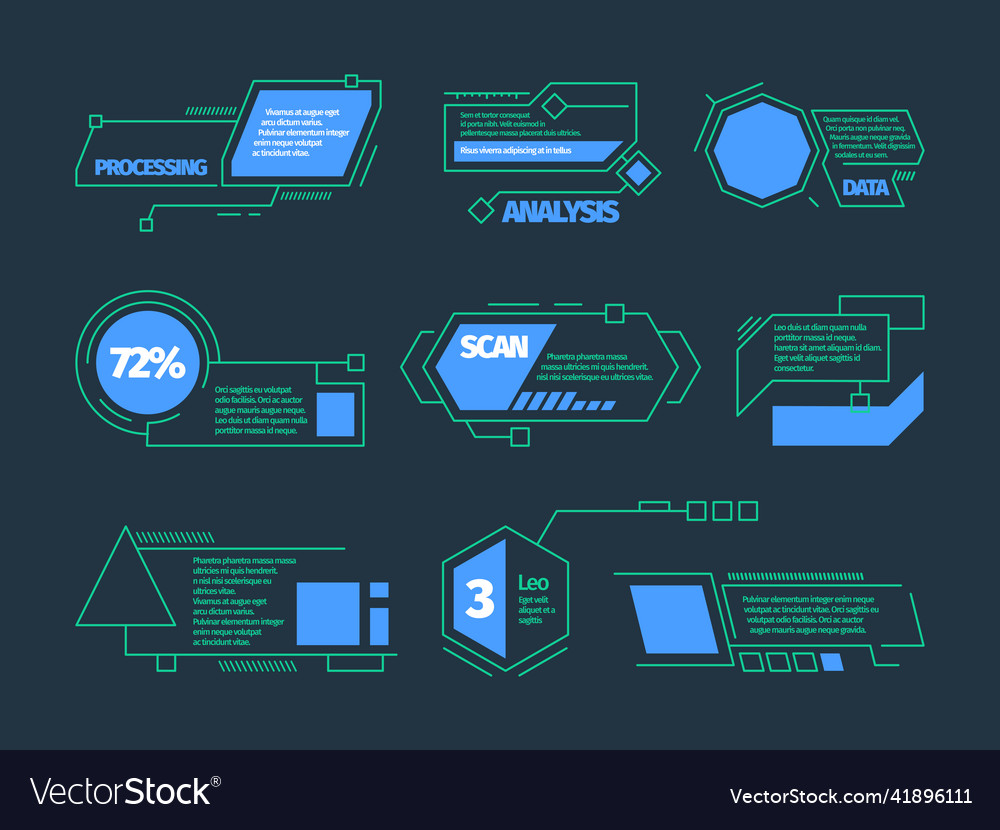 Hud callouts future technology frames tech bars Vector Image
