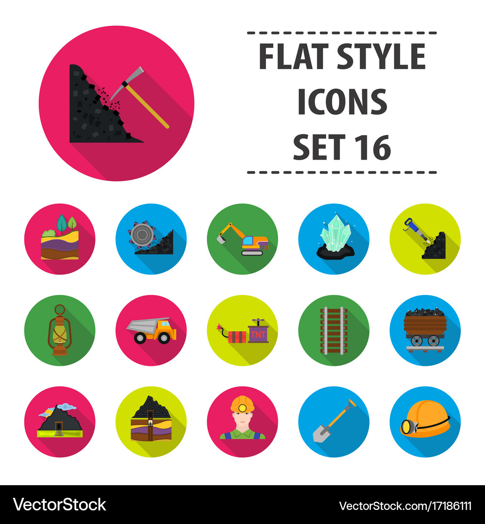 Mine set icons in flat style big collection Vector Image