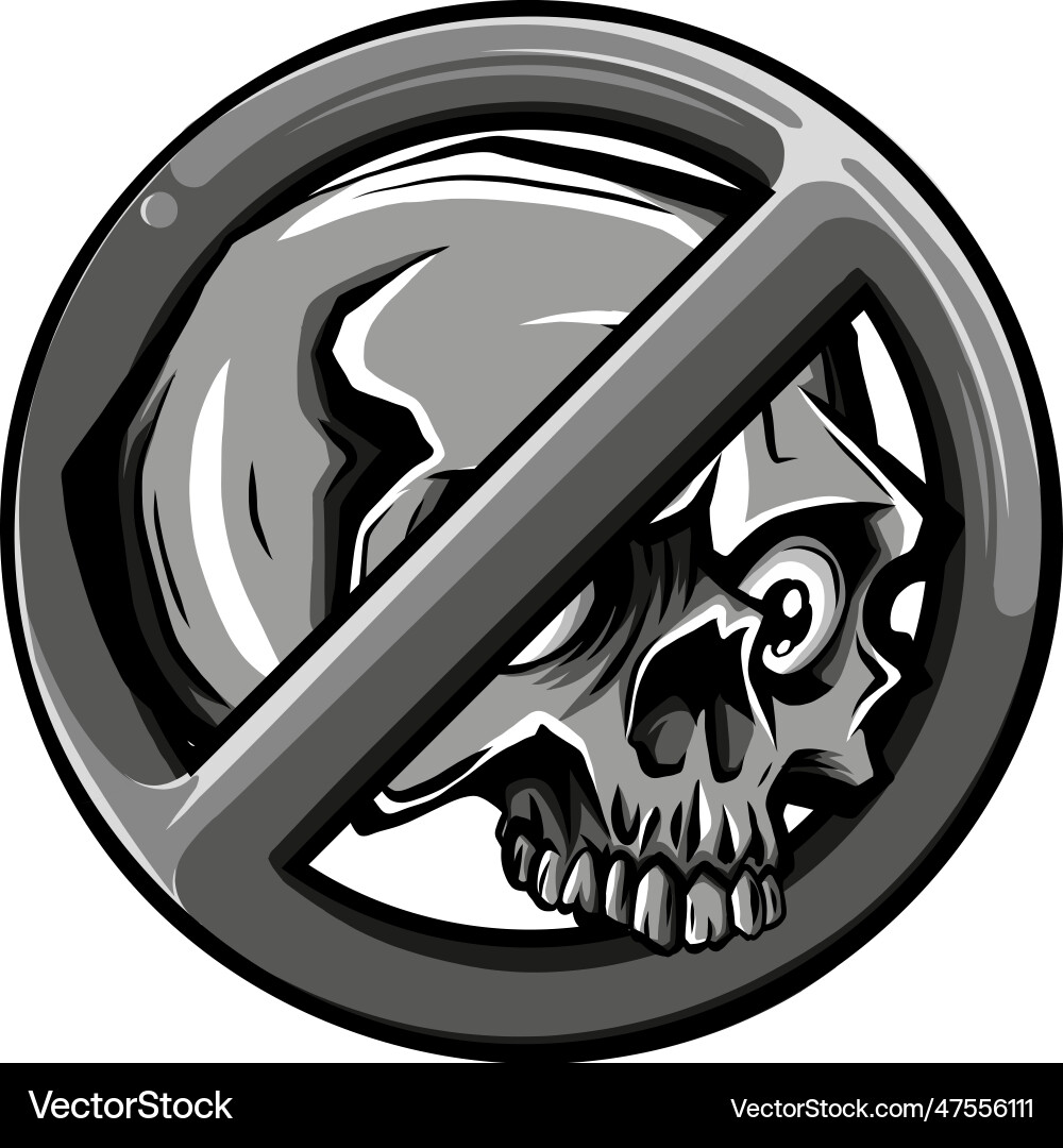 Monochrome no skull sign on white background Vector Image