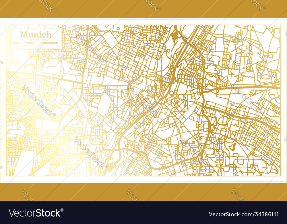 Munich germany city map in retro style in golden Vector Image