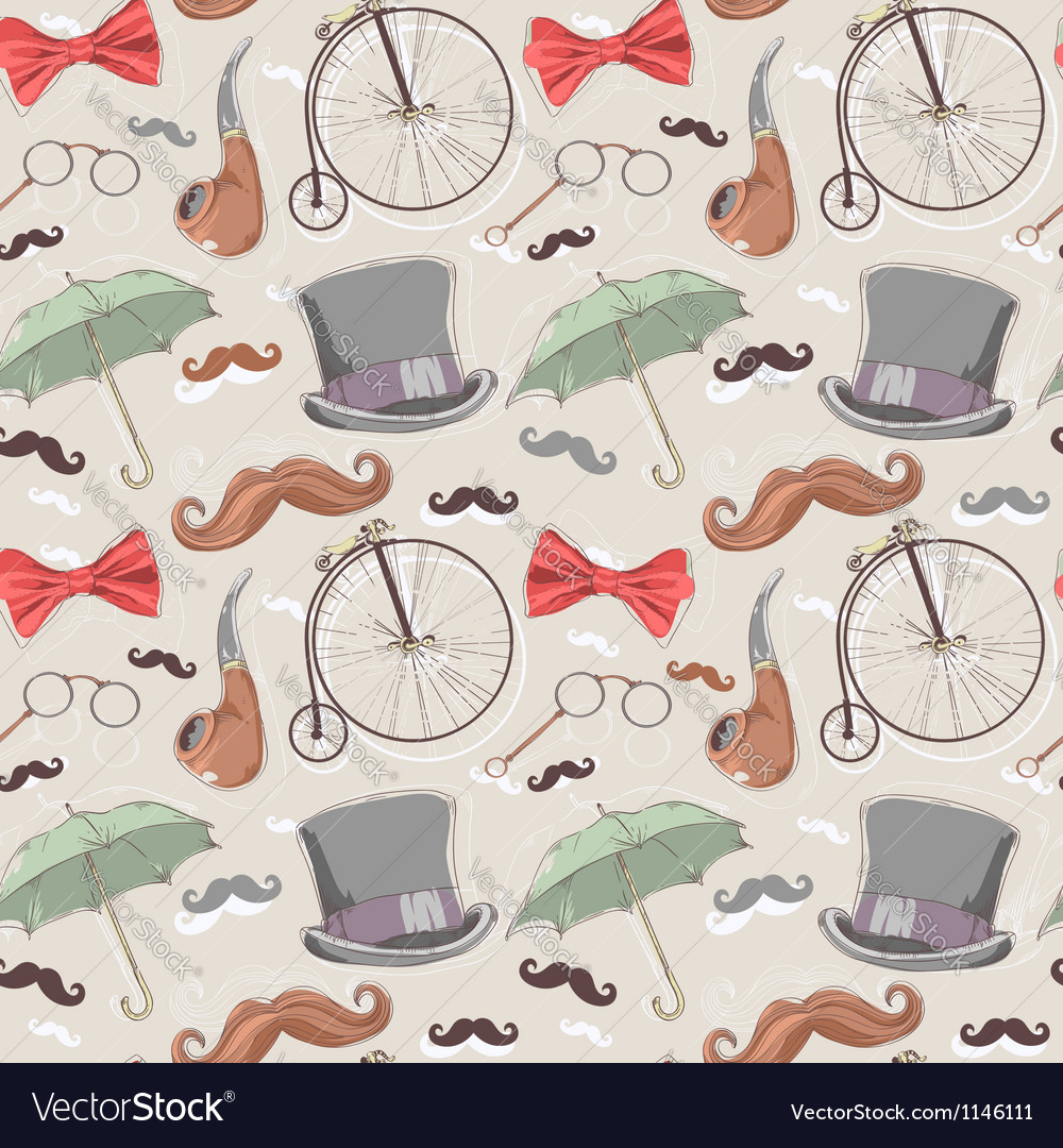 Retro seamless pattern with vintage objects Vector Image
