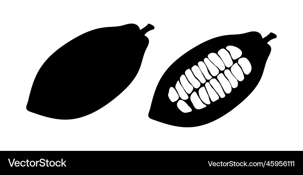 Silhouette of cocoa beans Royalty Free Vector Image