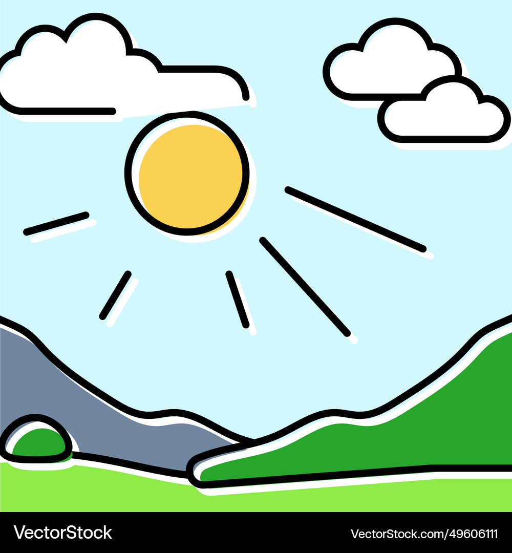 Sunny day sun summer sunlight color icon Vector Image