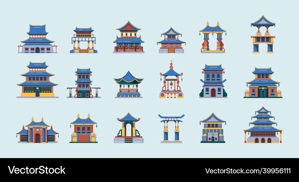 Traditional china buildings ancient japan Vector Image