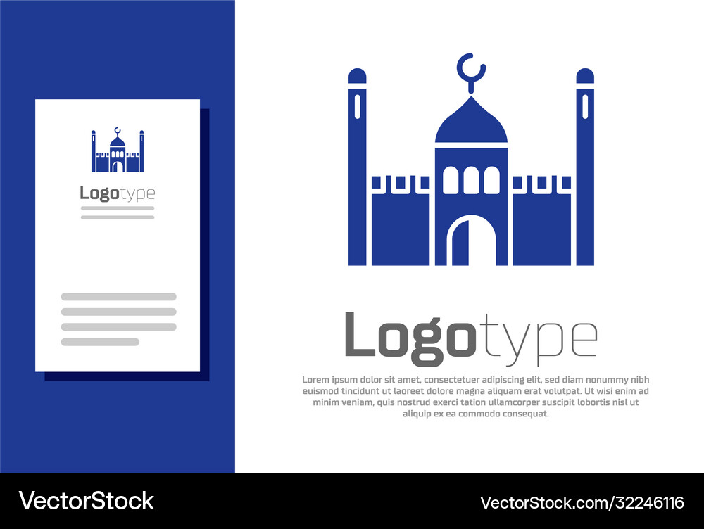 Blue muslim mosque icon isolated on white Vector Image