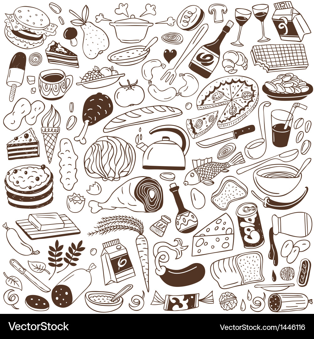 Cookeryfood doodles Royalty Free Vector Image - VectorStock